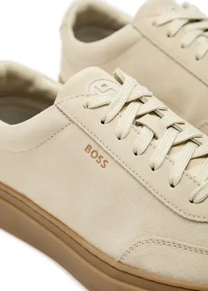 BOSS Kieran Leather-trim Suede Sneakers - Beige