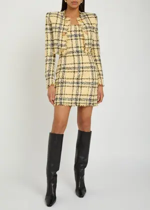 Balmain Checked Tweed Mini Dress - Multicoloured