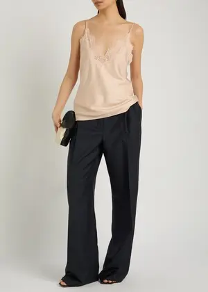 RÓHE Wool-blend Straight-leg Trousers - Navy