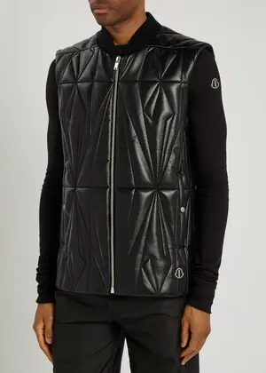 Rick Owens X Moncler Geocamo Padded Leather Flight Vest