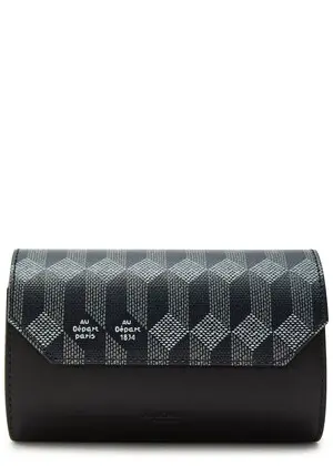 AU DEPART Printed Leather Watch Case - Navy