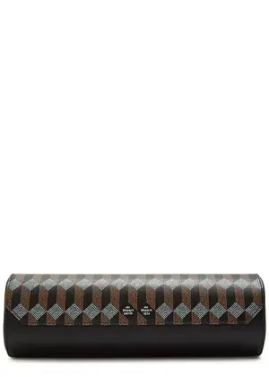 AU DEPART Printed Leather Watch Case - Black