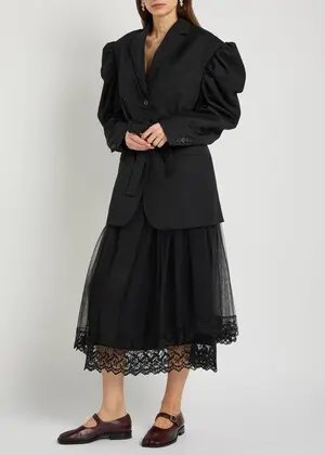 Simone Rocha Puff Sleeve Belted Gabardine Jacket