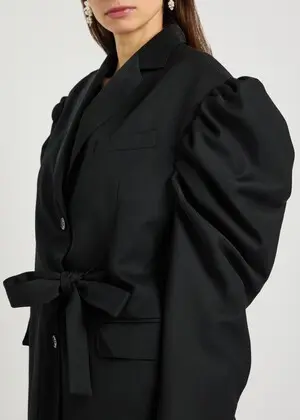 Simone Rocha Puff Sleeve Belted Gabardine Jacket