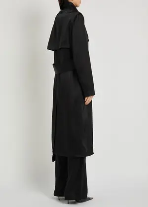 COURREGES Double-breasted Satin Trench Coat - Black