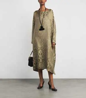 Eskandar Metallic Jacquard Midi Dress