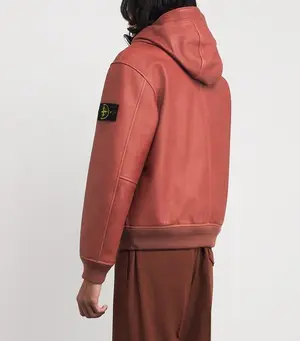 Stone Island Hooded Leather Jacket