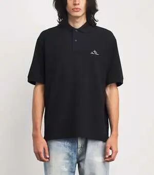 Stone Island Cotton Embroidered Polo Shirt - Black