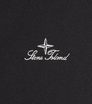 Stone Island Cotton Embroidered Polo Shirt - Black