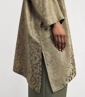 Eskandar Metallic Jacquard Longline Shirt