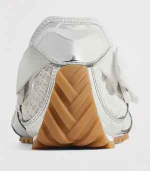 Bottega Veneta Fabric And Faux Leather Mary Jane Sneakers - Silver