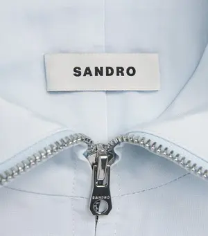 Sandro Embroidered Funnel-neck Jacket - Blue