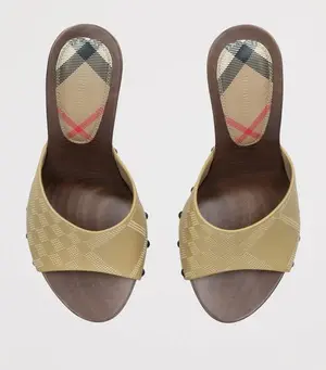 Burberry Leather Check Potter Mules