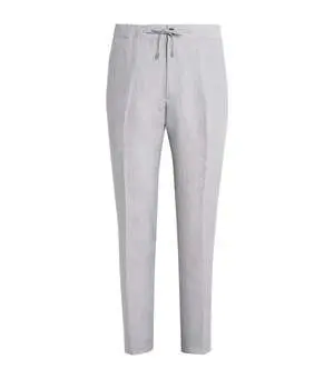 FIORONI CASHMERE Linen Drawstring Tailored Trousers