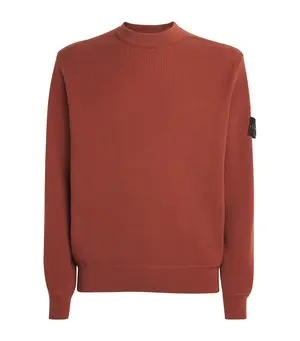 Stone Island Cotton Rib-knit Compass Sweater - Red