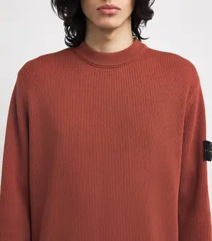Stone Island Cotton Rib-knit Compass Sweater - Red