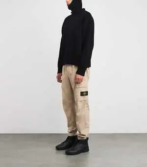 Stone Island Stretch-cotton Cargo Trousers - Beige