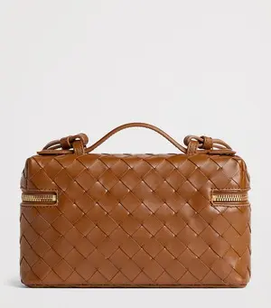 Bottega Veneta Leather Intrecciato Bang Bang Vanity Case Bag - Brown