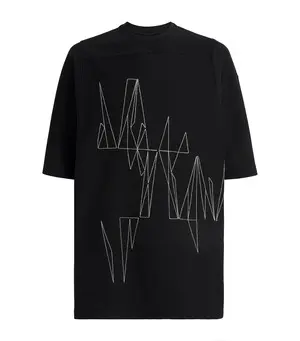 Rick Owens X Moncler Cotton Embroidered Jumbo T-shirt - Black