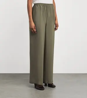 Eskandar Silk Flared Trousers - Green