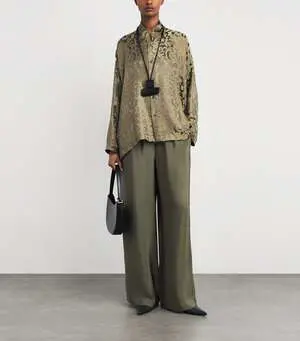 Eskandar Metallic Jacquard Shirt - Green