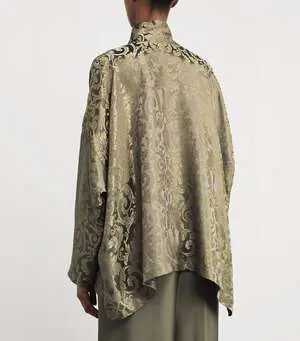Eskandar Metallic Jacquard Shirt - Green