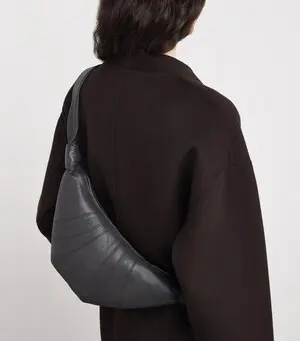 LEMAIRE Small Grained Leather Croissant Cross-body Bag - Brown