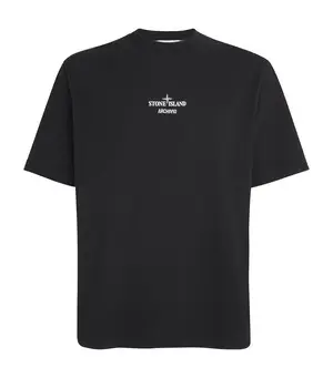 Stone Island Cotton Archivio Logo T-shirt - Black