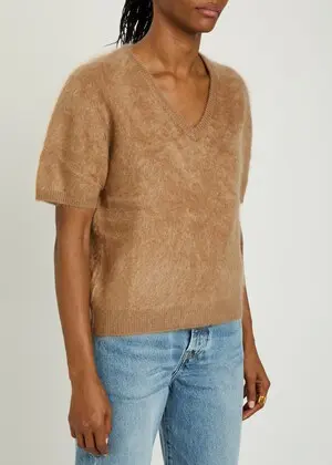 LISA YANG Lovisa Brushed Cashmere Top - Tan