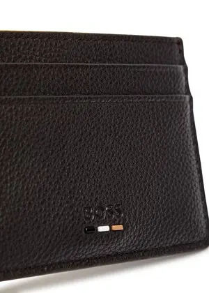 BOSS Ray Logo Grained Leather Card Holder