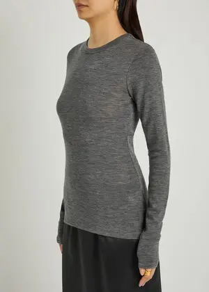 RÓHE Crew-neck Merino Wool T-shirt - Grey