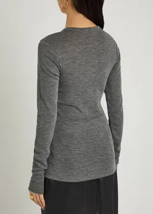 RÓHE Crew-neck Merino Wool T-shirt - Grey