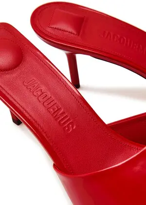 Jacquemus Les Mules Cubisto 70 Glossed Leather Mules - Red