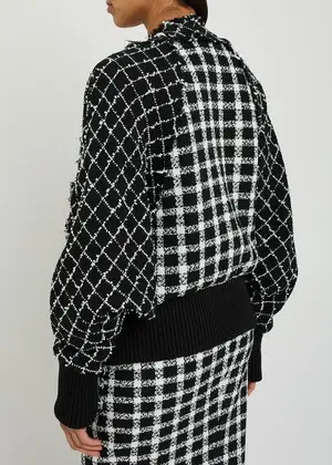 Balmain Checked Tweed Bomber Jacket