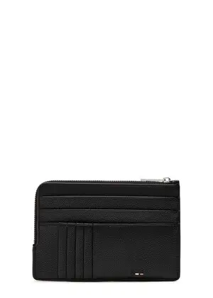 BOSS Ray Logo Grained Leather Card Holder - Black
