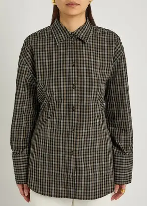 RÓHE Checked Cotton Shirt - Black