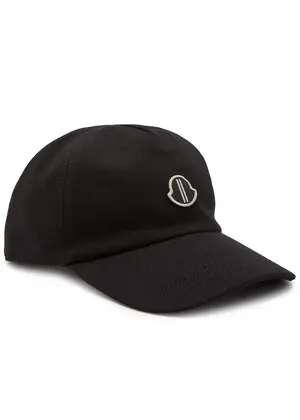 Rick Owens X Moncler Logo-appliquéd Cotton Baseball Cap - Black