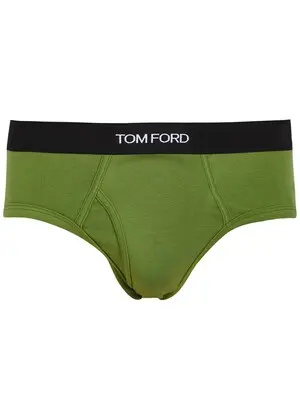 TOM FORD Stretch-cotton Briefs - Green