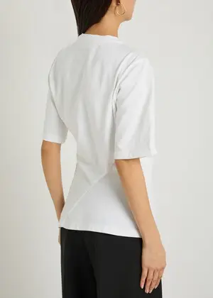 RÓHE Gathered Cotton T-shirt - White