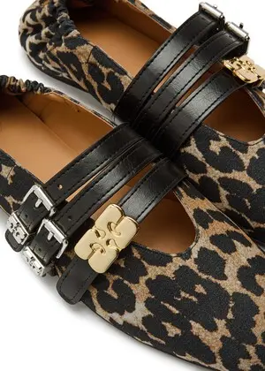 GANNI Print Suede Ballet Flats - Leopard