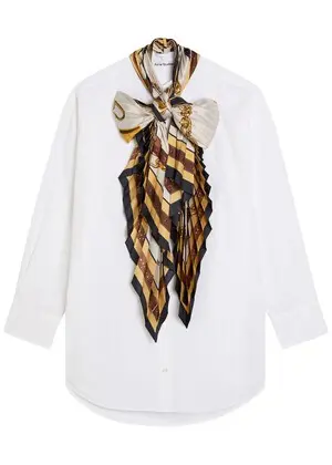 Acne Studios Dasca Printed Neck-tie Cotton-poplin Shirt - White