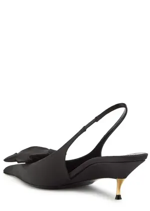 Saint Laurent Floral-appliquéd Satin Mules