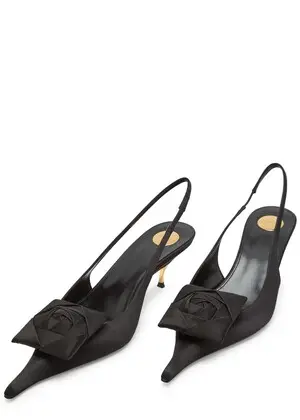 Saint Laurent Floral-appliquéd Satin Mules