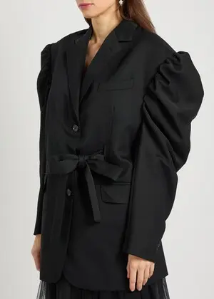 Simone Rocha Puff-sleeve Belted Gabardine Jacket
