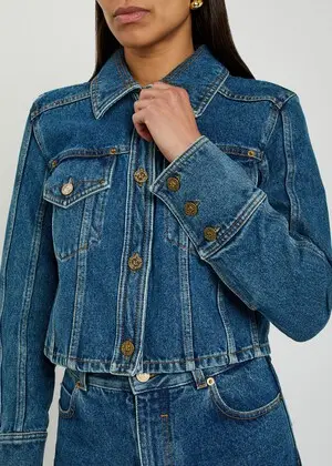 Balmain Cropped Denim Jacket - Dark Blue