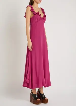 Chloé Ruffled Silk Midi Dress
