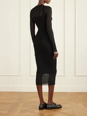 Sportmax Layered Plissé-tulle And Ribbed-knit Midi Dress
