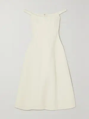 Khaite Uma Off-the-shoulder Melton Wool-blend Midi Dress