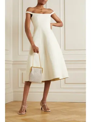 Khaite Uma Off-the-shoulder Melton Wool-blend Midi Dress