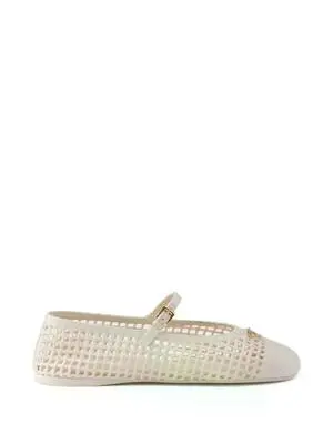 Prada Crochet Ballet Flats With Enamelled Triangle Logo